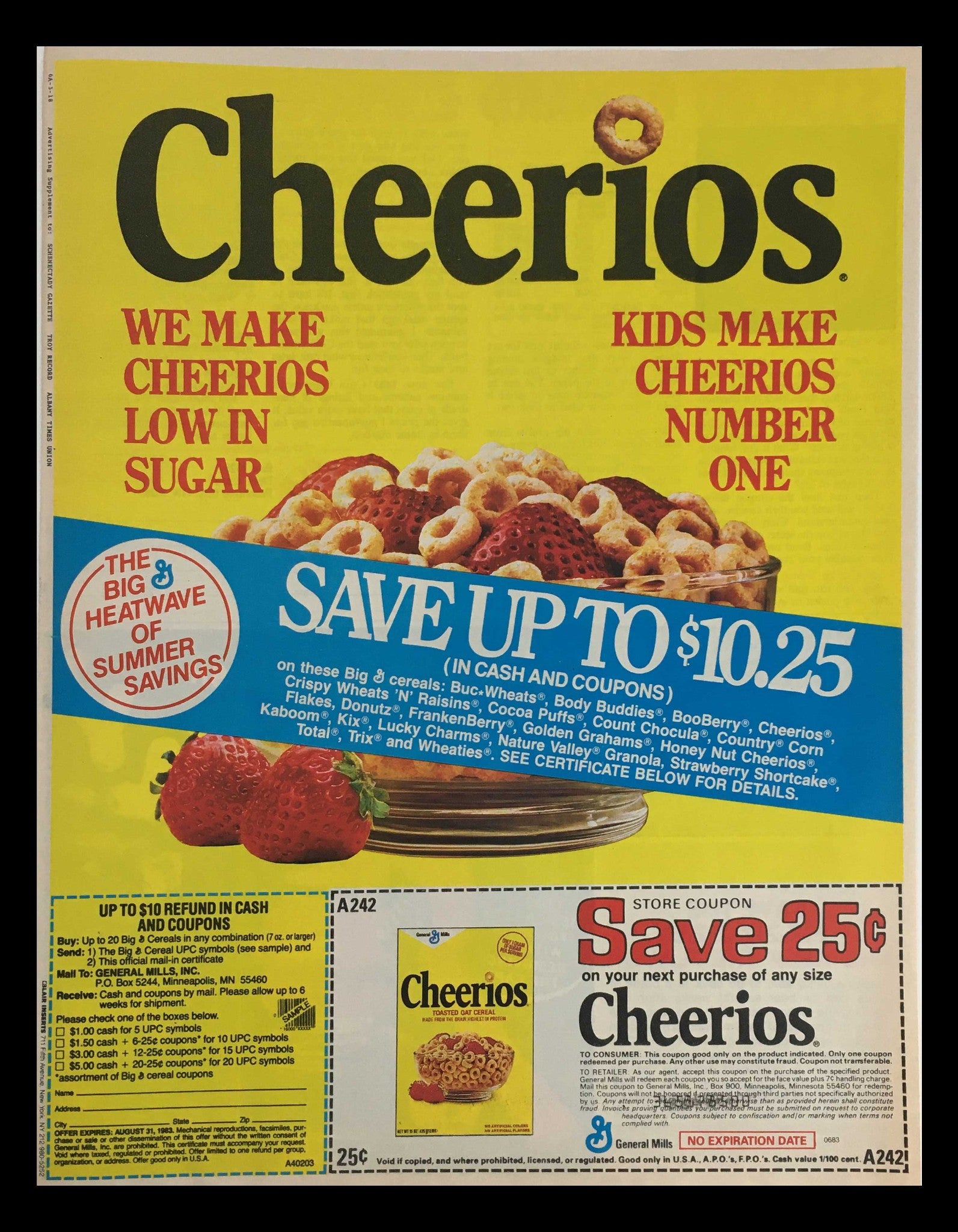 1982 Cheerios Cereal Coupon Ad