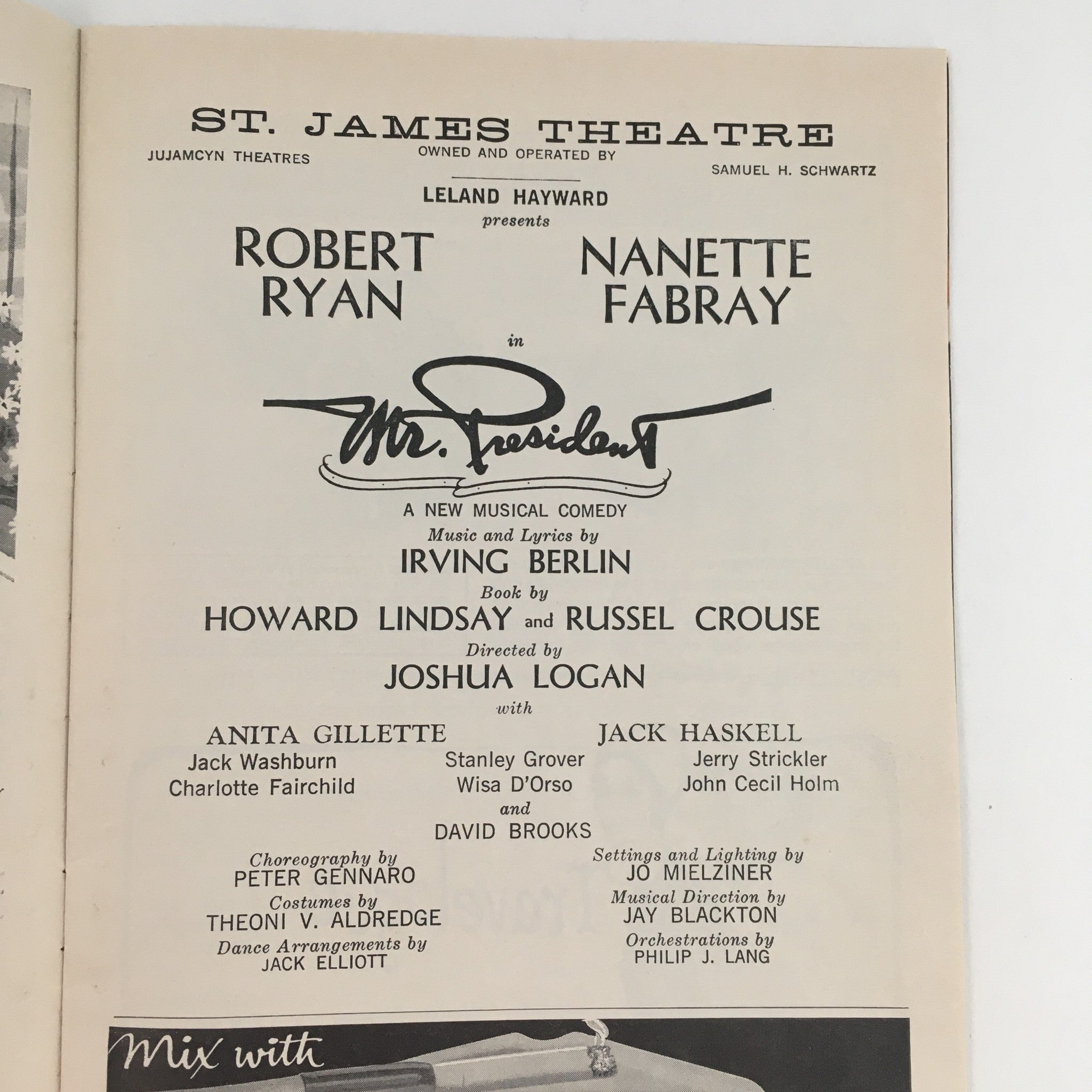 1963 Playbill Leland Hayward Present Mr. President Broadway at St. Jam