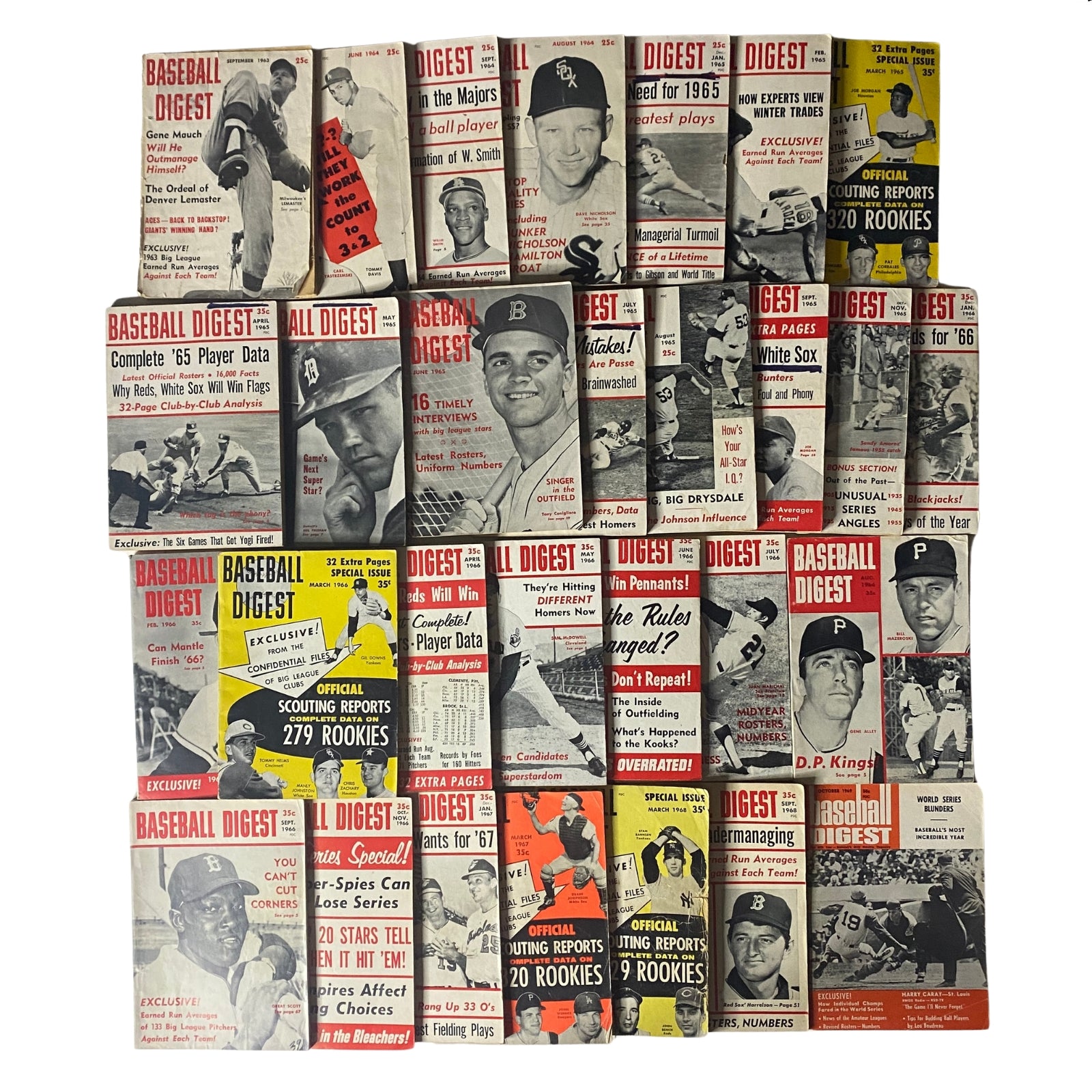 1963-1969 Baseball Digest Magazine Lot