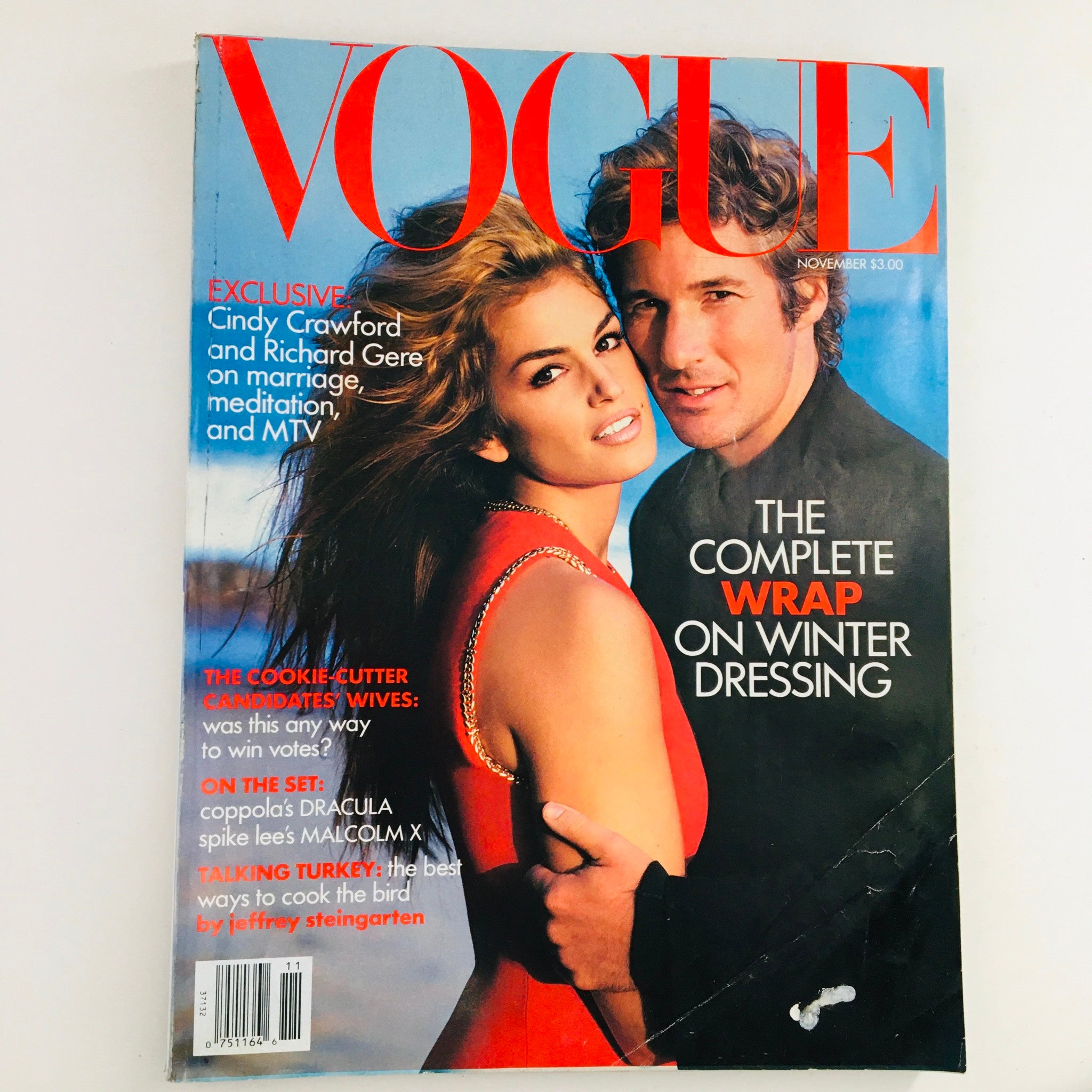 Vogue November 1992 Cindy Crawford Vintage Magazine