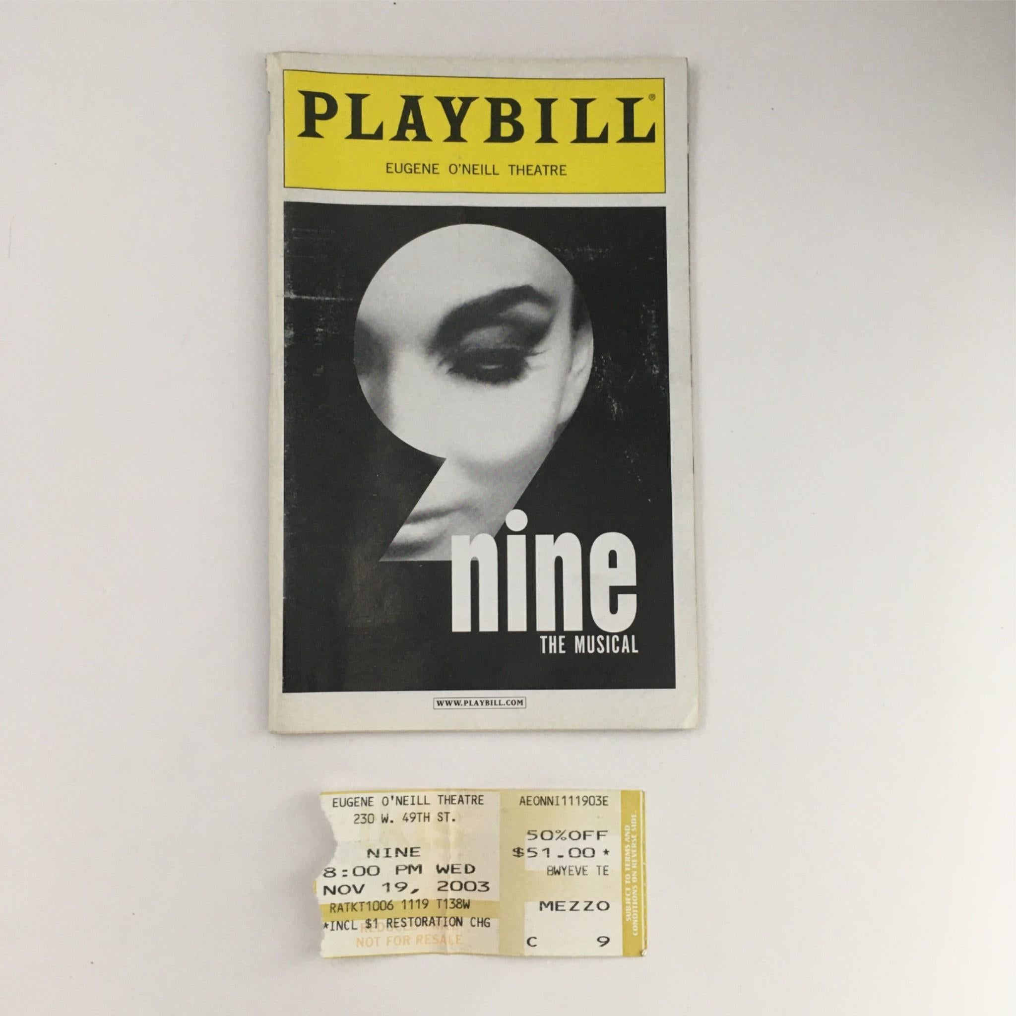 2003 Nine The Musical Playbill Collectible