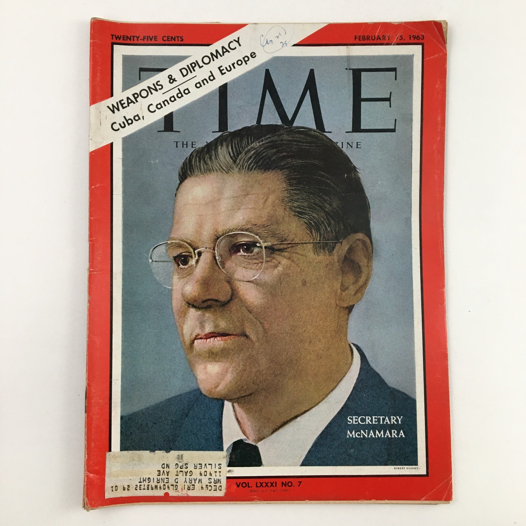 Time Magazine Feb 15 1963 McNamara Vintage