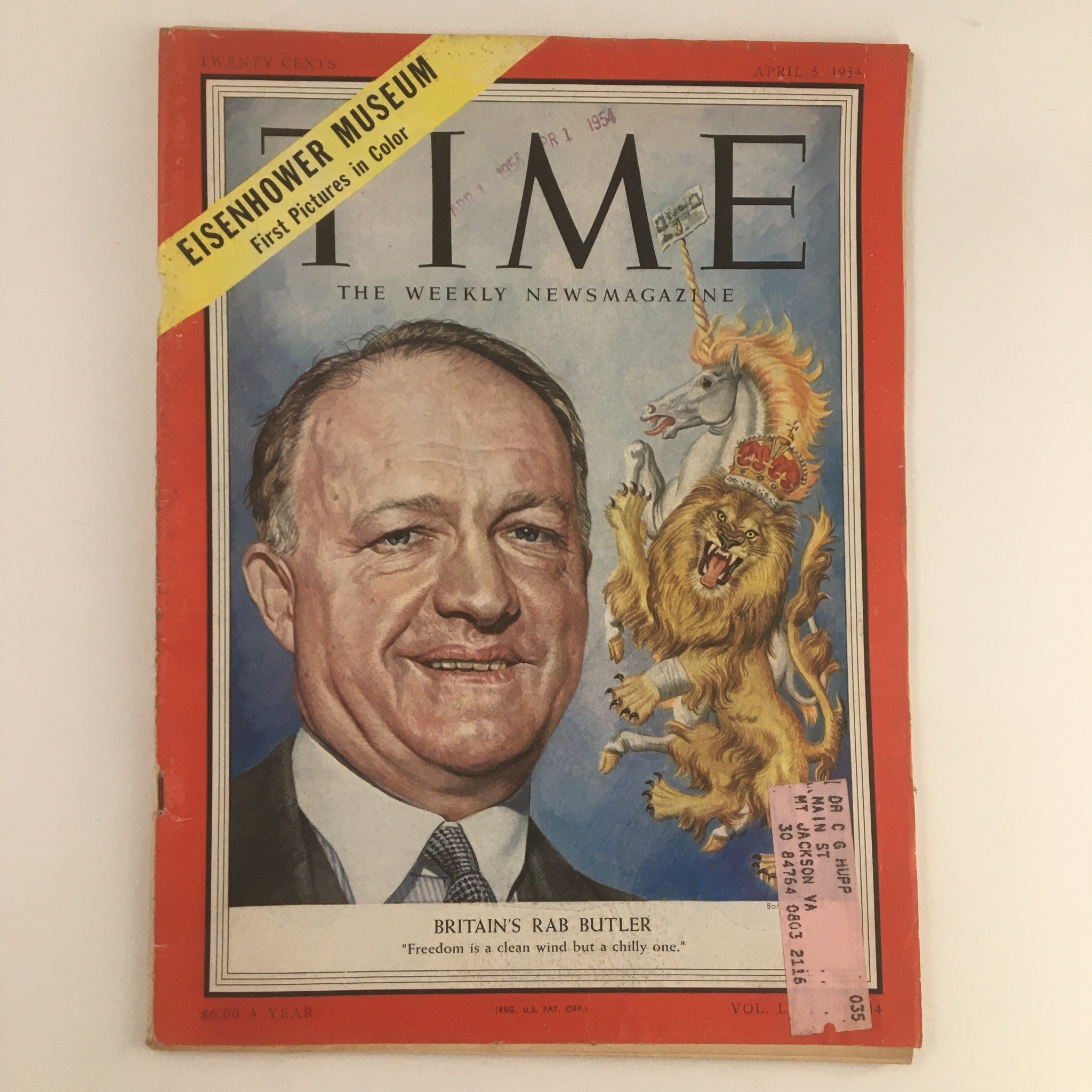 Time Magazine April 5 1954 Vintage Magazine